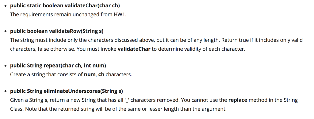 public static boolean validateChar(char ch) The | Chegg.com