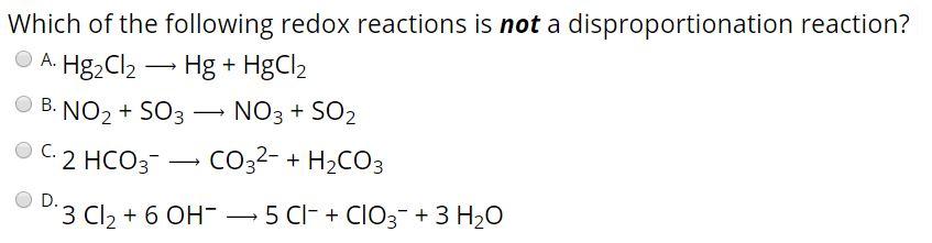 Solved Which of the following redox reactions is not a | Chegg.com