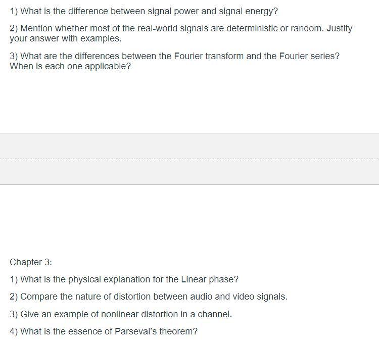 Solved 1) What is the difference between signal power and | Chegg.com