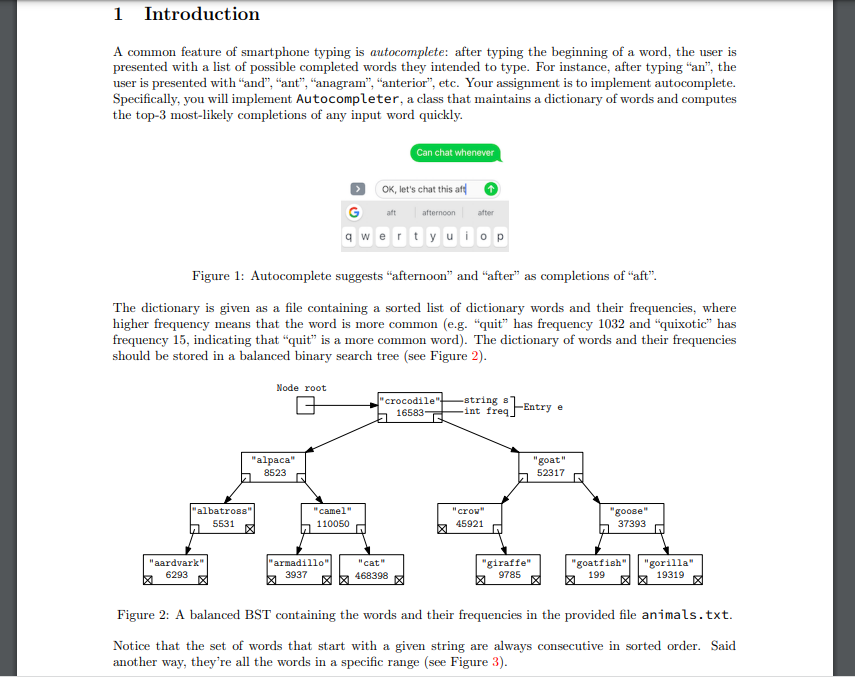 1 Introduction A common feature of smartphone typing | Chegg.com