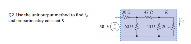 Solved K Q2. Use the unit output method to find io and | Chegg.com