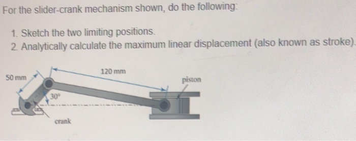 Solved For the slider-crank mechanism shown, do the | Chegg.com