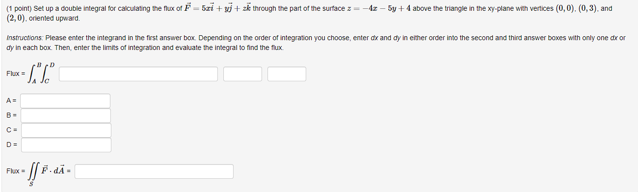 Solved (1 point) Set up a double integral for calculating | Chegg.com