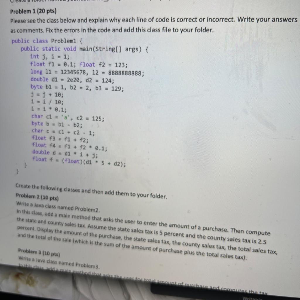 Solved Problem 1 (20 pts) Please see the class below and | Chegg.com