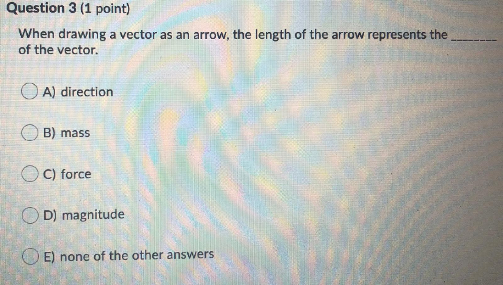 Solved Question 3 (1 point) When drawing a vector as an | Chegg.com
