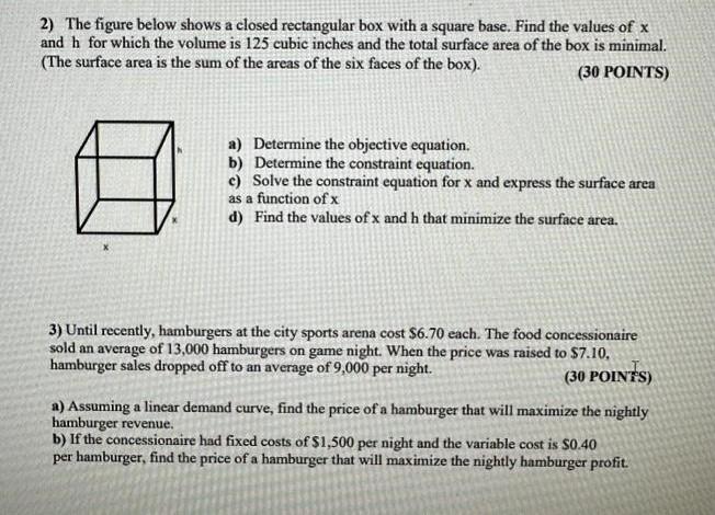 Solved 2) The figure below shows a closed rectangular box | Chegg.com