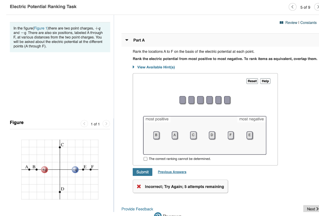 Solved Electric Potential Ranking Task 5 of 9 MI Review | Chegg.com