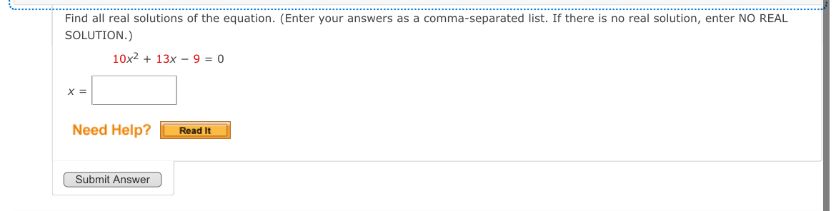 Solved Find all real solutions of the equation. (Enter your | Chegg.com