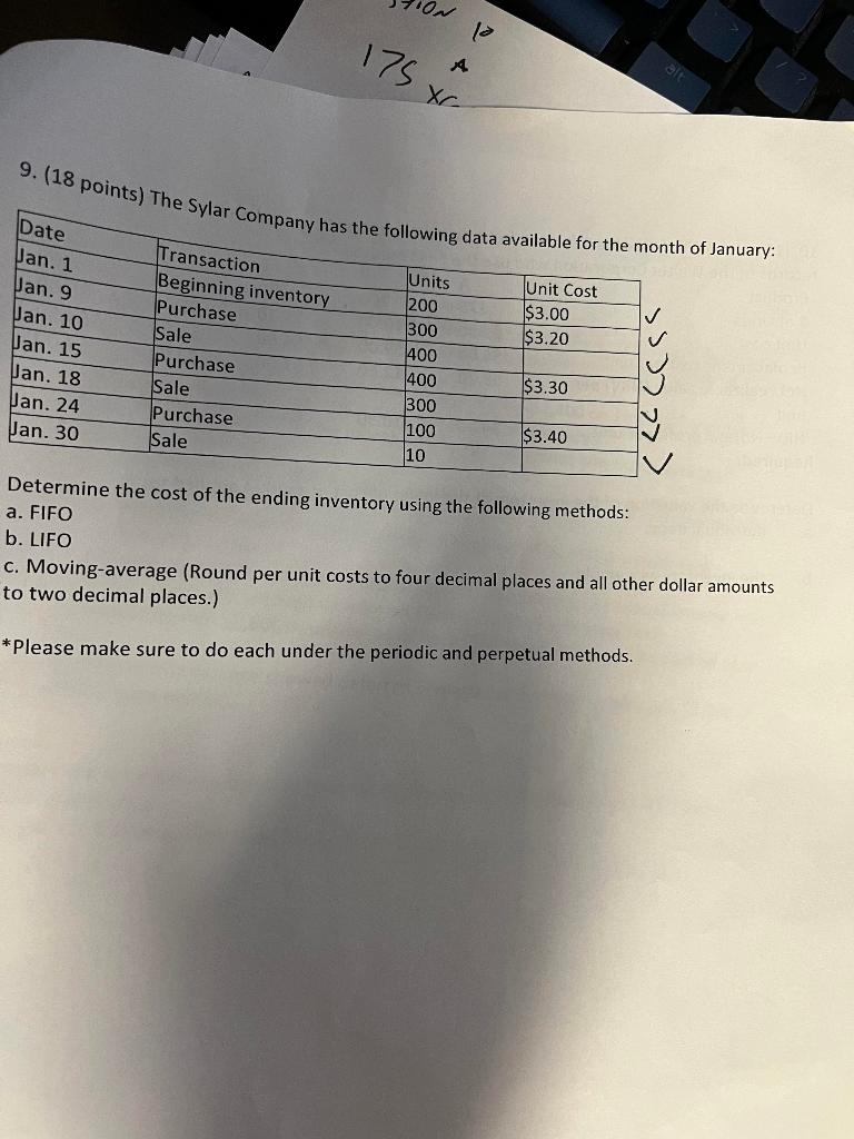 Solved 9. (18 points) The Sylar Comn of January: Determine | Chegg.com