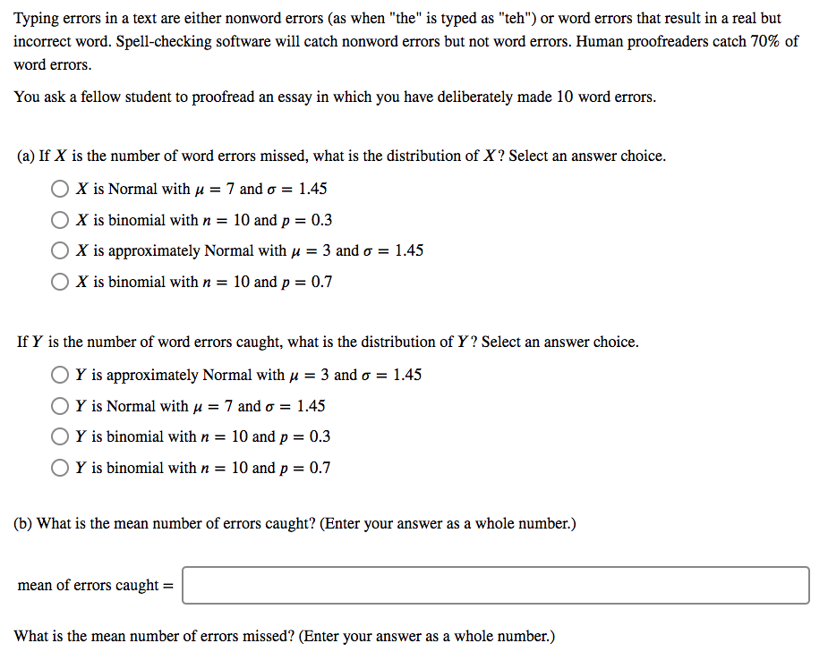 Solved Typing errors in a text are either nonword errors (as | Chegg.com