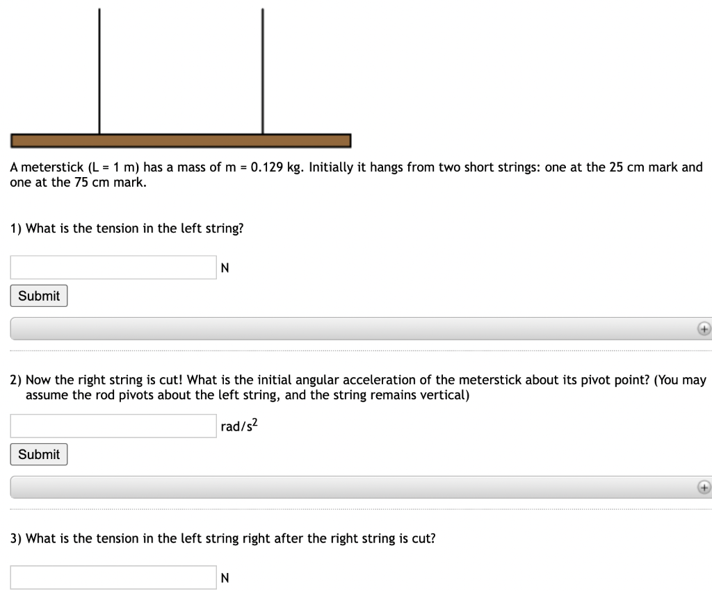 Solved A meterstick (L=1 m) has a mass of m=0.129 kg. | Chegg.com