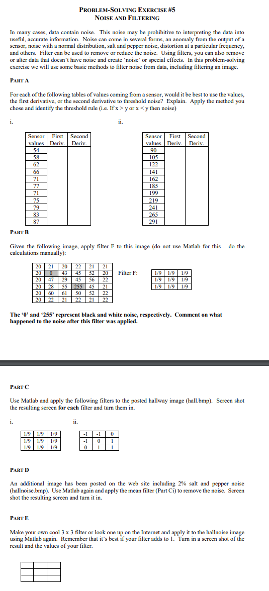 Solved Problem-Solving EXercise \#5 NOISE AND FiLTERING In | Chegg.com