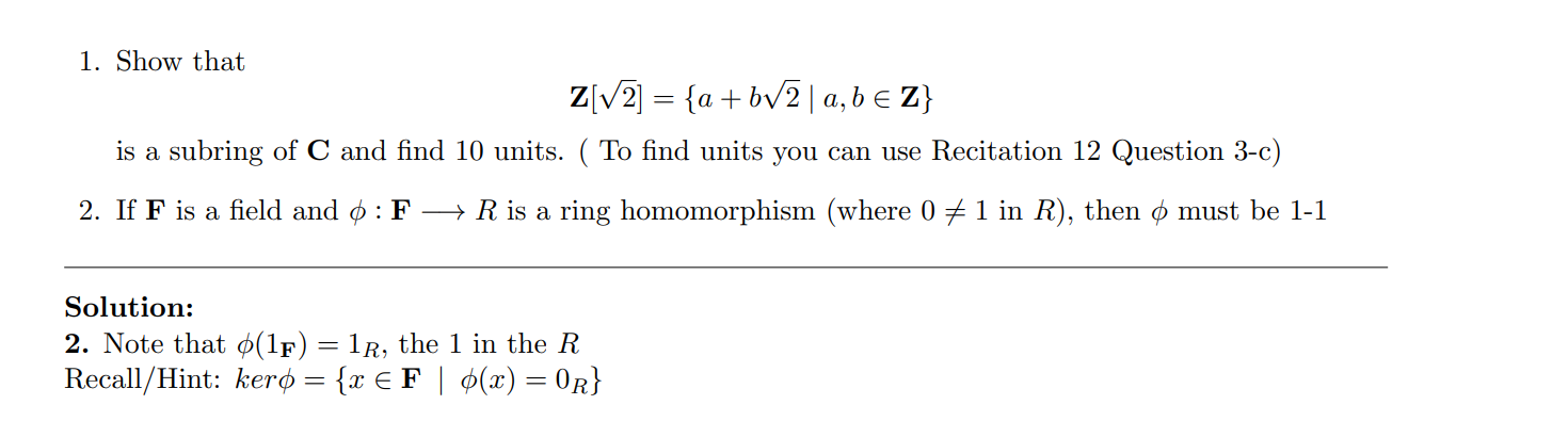 Solved Abstract Algebra QuestionShow | Chegg.com