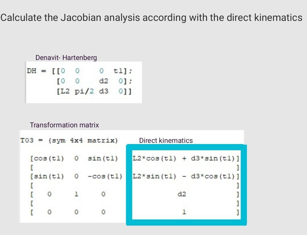Calculate the Jacobian analysis according with the | Chegg.com