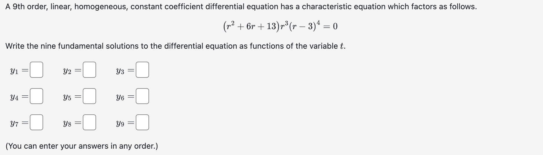 Solved A 9th Order Linear Homogeneous Constant