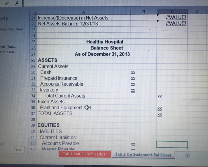 1Template 5 2 Balance Sheet and Operating Statement | Chegg.com