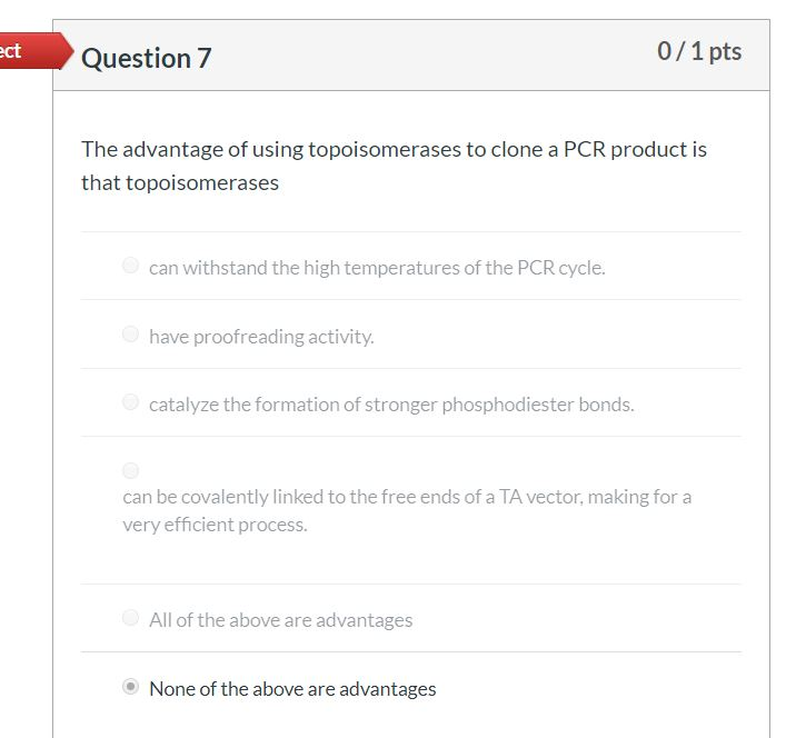 Solved ect Question 7 0/1 pts The advantage of using | Chegg.com