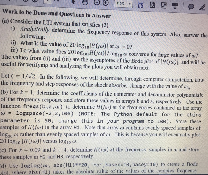 Solved A Second Order Shock Absorber The second-order, | Chegg.com