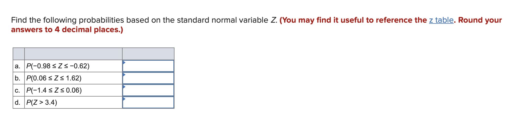 Solved Find the following probabilities based on the | Chegg.com