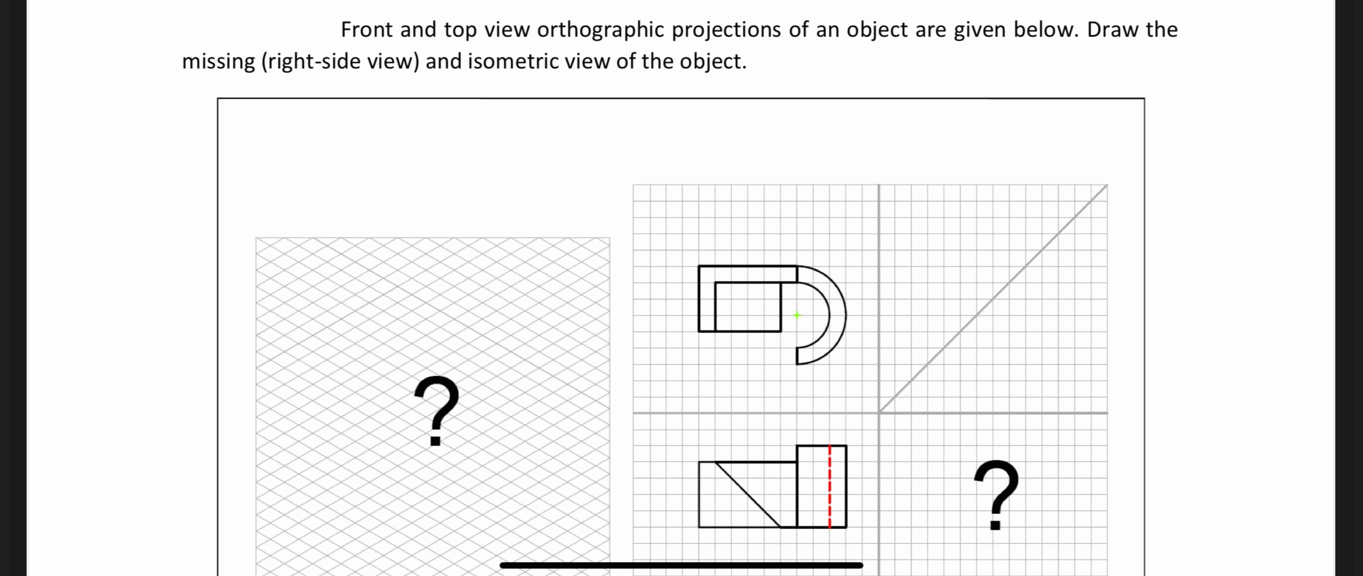 Solved Front and top view orthographic projections of an | Chegg.com