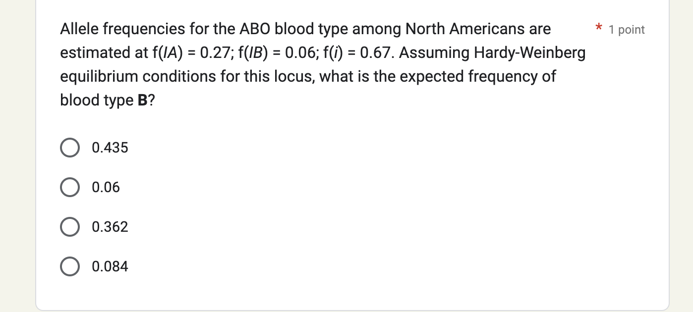 Solved Allele frequencies for the ABO blood type among North | Chegg.com