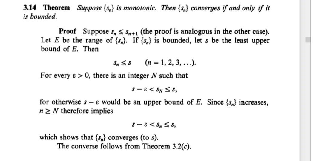 Solved 3.14 Theorem Suppose {sn} is monotonic. Then {sn} | Chegg.com