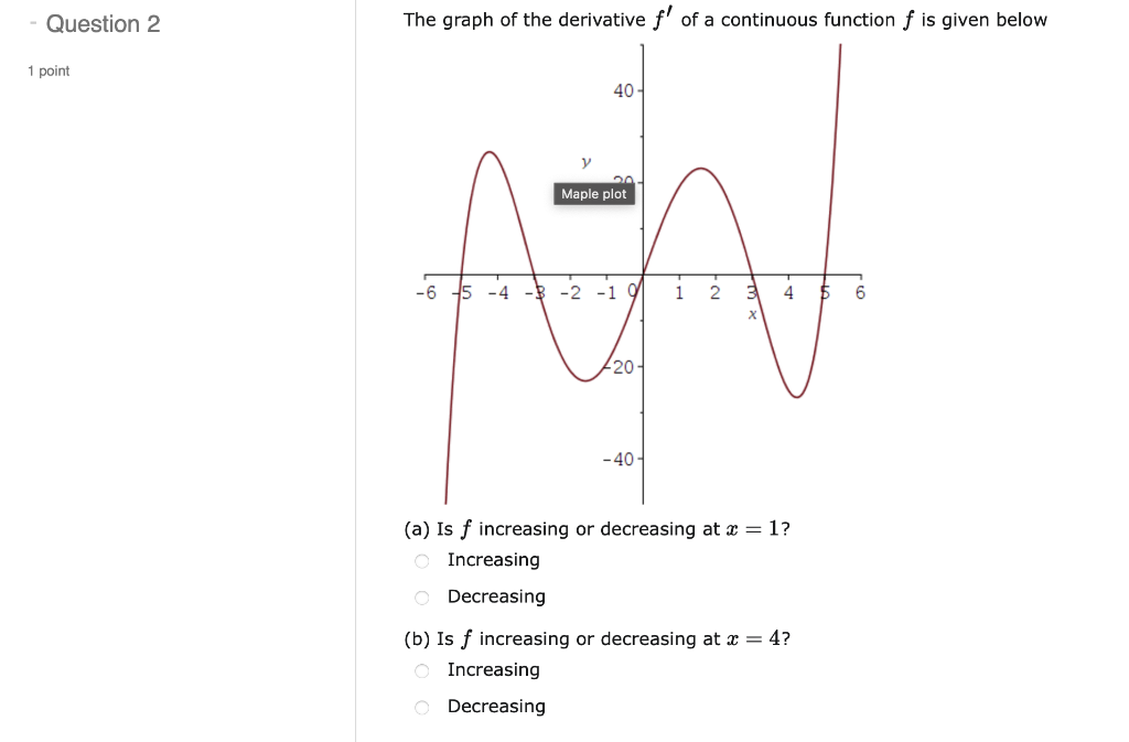 Solved - Question 1 Use the graph of f given below to | Chegg.com