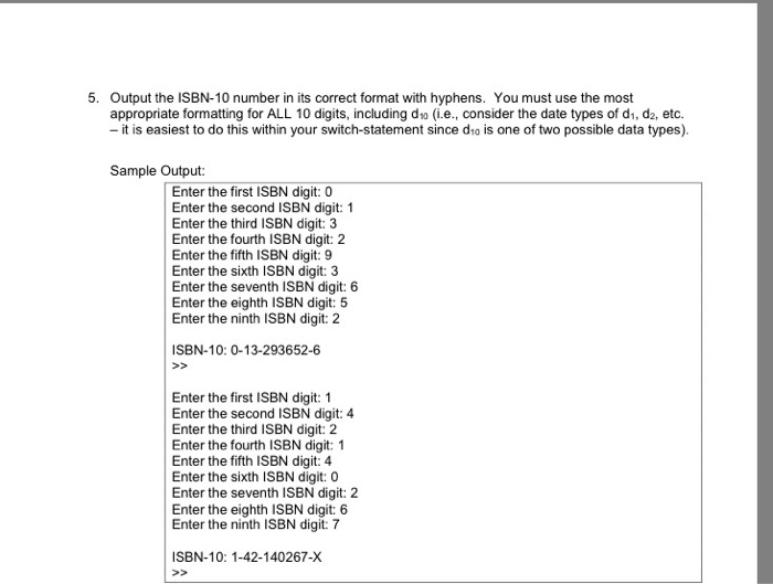 Solved Lab 4 Isbn10 In Class Csci 259 Problem Statement 
