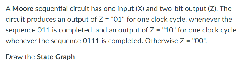 Solved A Moore sequential circuit has one input (X) and | Chegg.com