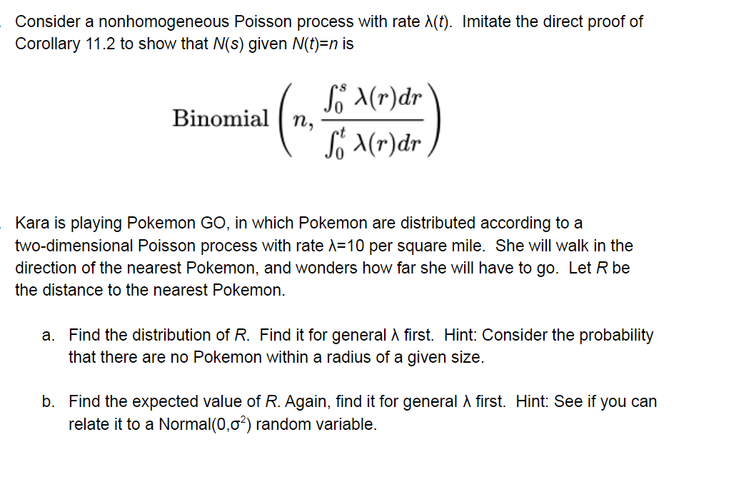 Consider a nonhomogeneous Poisson process with rate | Chegg.com