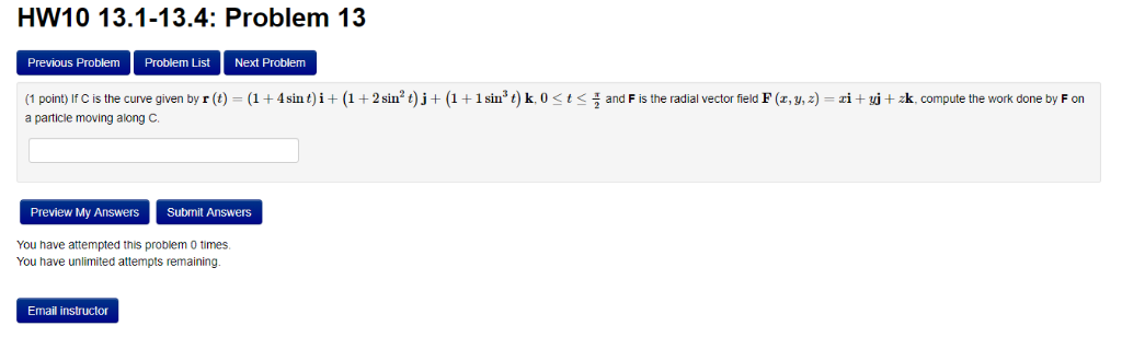 Solved HW10 13.1-13.4: Problem 13 revious ProblemProblem | Chegg.com