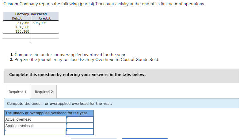 Solved 1. Compute the under-or overapplied overhead for the | Chegg.com
