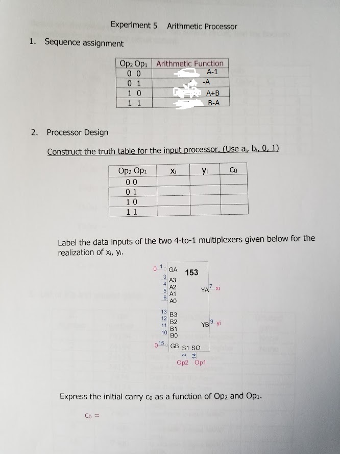 Solved Experiment 5 Arithmetic Processor 1. Sequence | Chegg.com