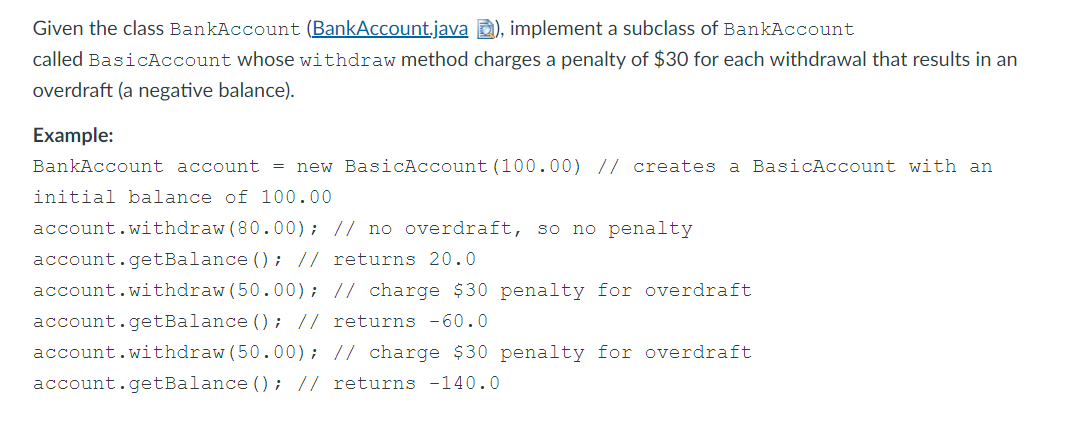 Solved Given The Class Bankaccount Bankaccountjava D 