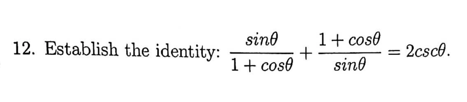 Solved sino 1+ cost – 2csco. 12. Establish the identity: | Chegg.com