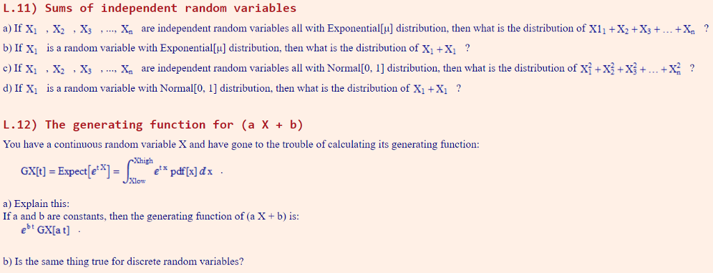 Solved L.11) Sums of independent random variables a) If X1 , | Chegg.com