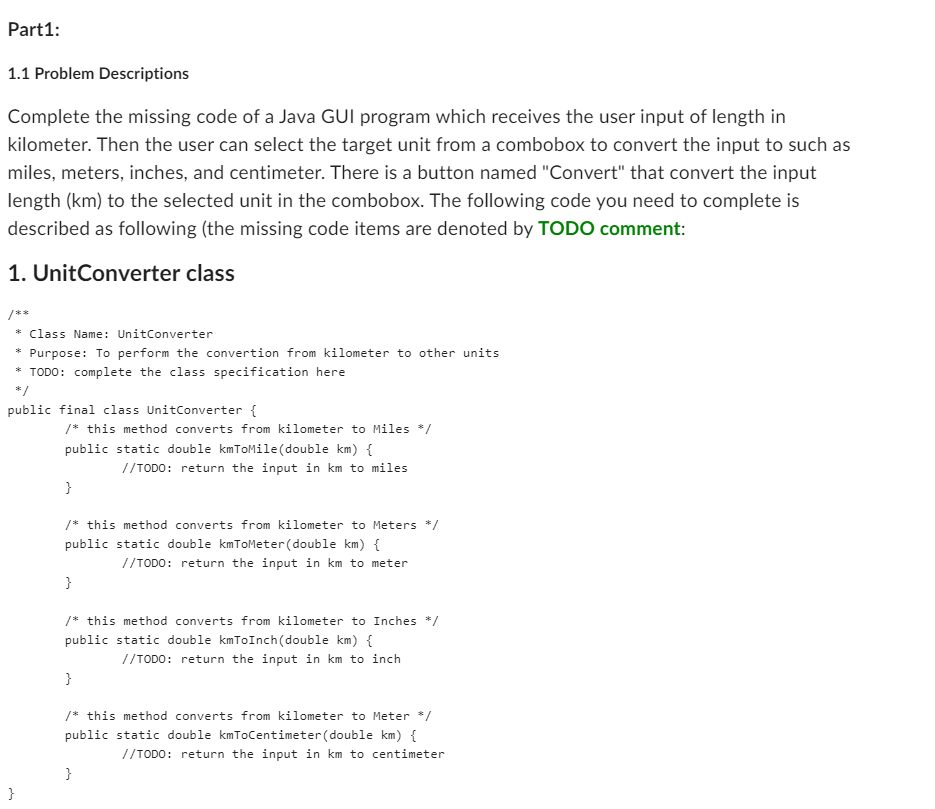 Solved 1.1 Problem Descriptions Complete the missing code of | Chegg.com