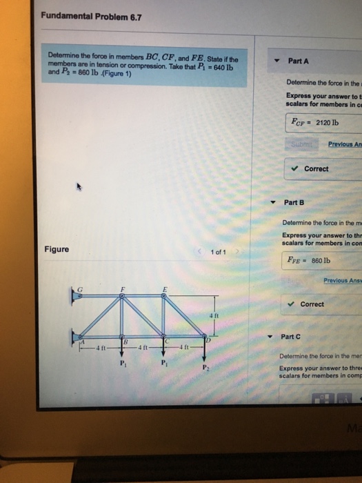 Solved Fundamental Problem 6.7 Determine the force in | Chegg.com