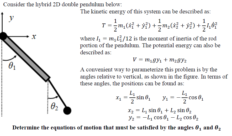 Consider the hybrid 2D double pendulum below: The | Chegg.com