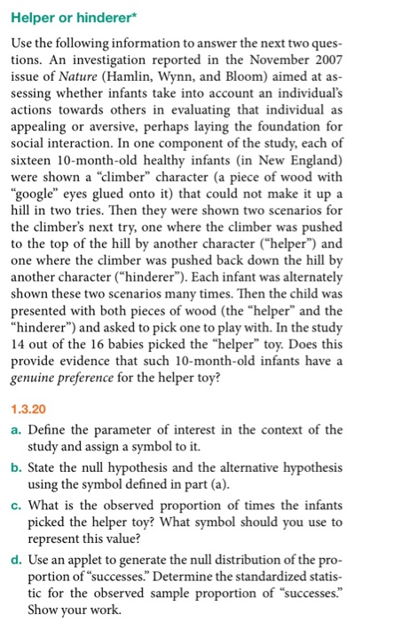 Solved Helper or hinderer* Use the following information to | Chegg.com