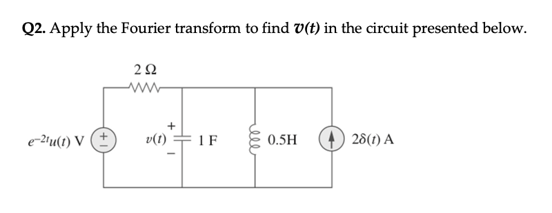 Solved Q2. Apply the Fourier transform to find v(t) in the | Chegg.com