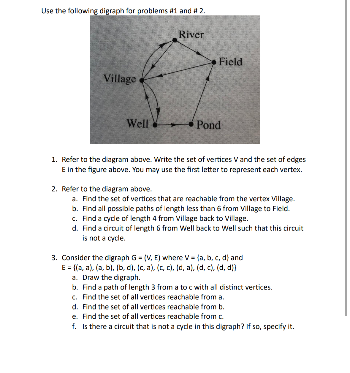 Solved Discrete Math Please Help Use The Following Digraph