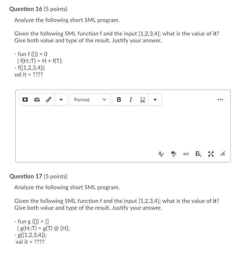 1 Analyze The Following Short Sml Programgiven The