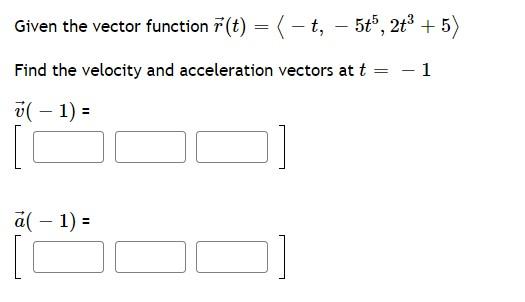 Solved Given the vector function r(t) = (- t, - 515, 2ť +5) | Chegg.com