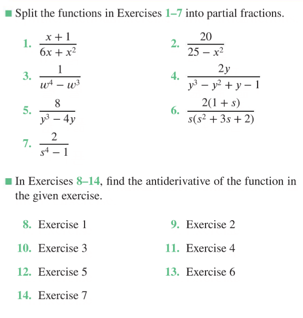 Solved Split the functions in Exercises 1–7 into partial | Chegg.com