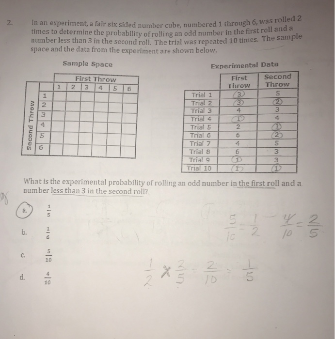 Solved lled 2 In an experiment, a fair six sided number | Chegg.com