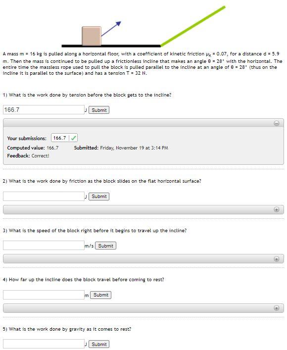 Solved A mass m = 16 kg is pulled along a horizontal floor, | Chegg.com