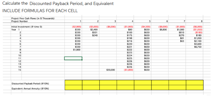Solved Calculate the Discounted Payback Period, and | Chegg.com