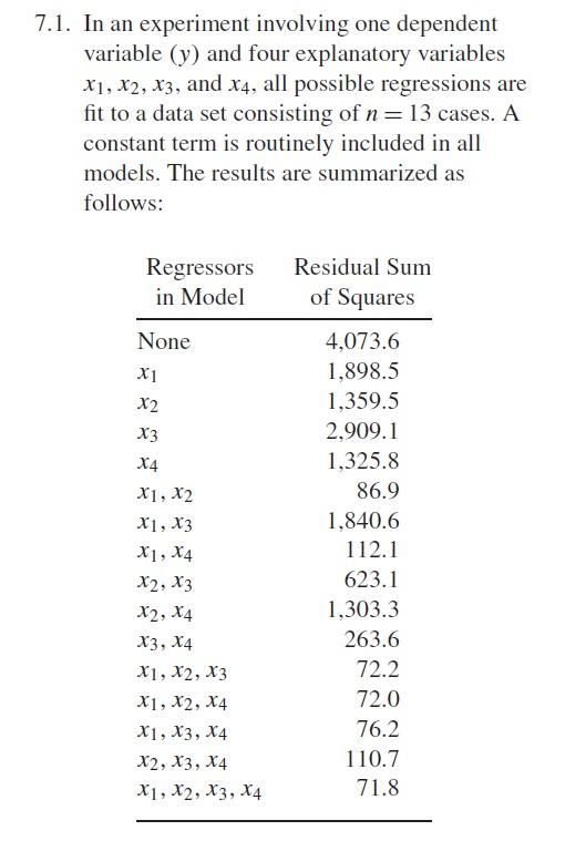 Solved 7.1. In an experiment involving one dependent | Chegg.com