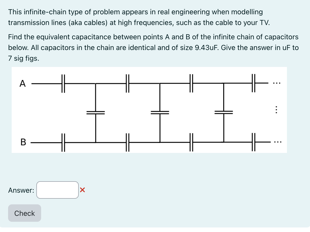 Solved This infinite-chain type of problem appears in real | Chegg.com